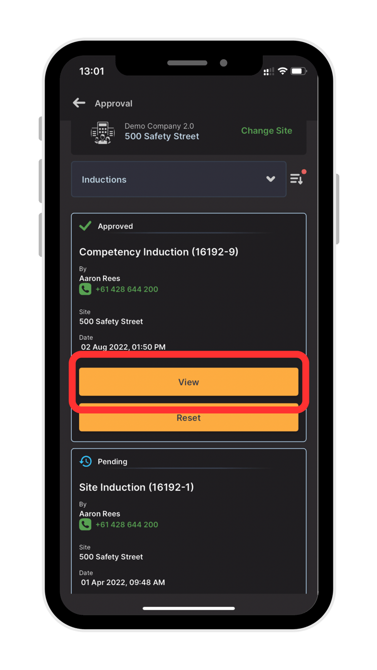 View/Download Completed Inductions & Training Records