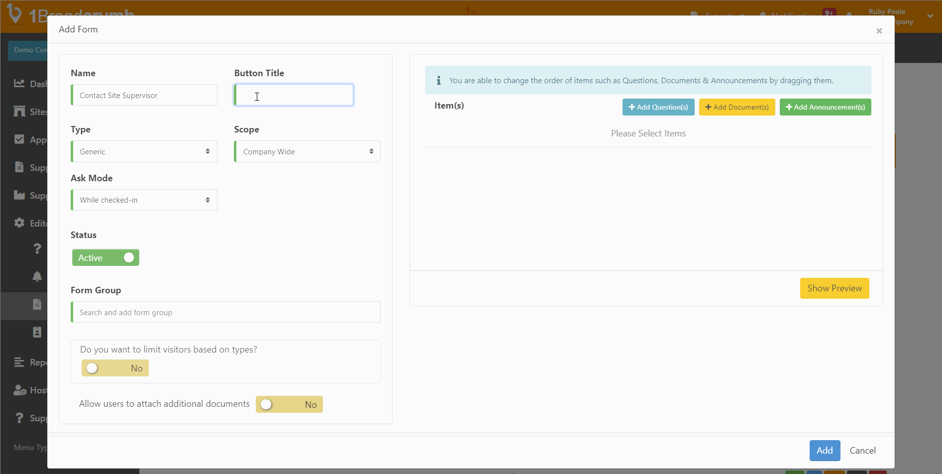 Create a Generic Form