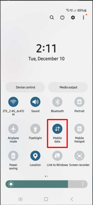 Internet Access / Mobile data: Android