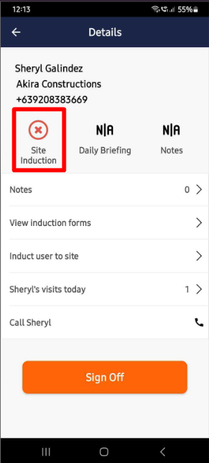 Performing Manual Site Induction