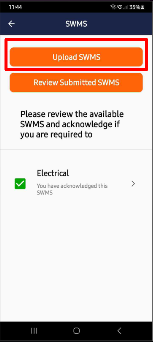 Uploading A SWMS For A Site via Mobile App