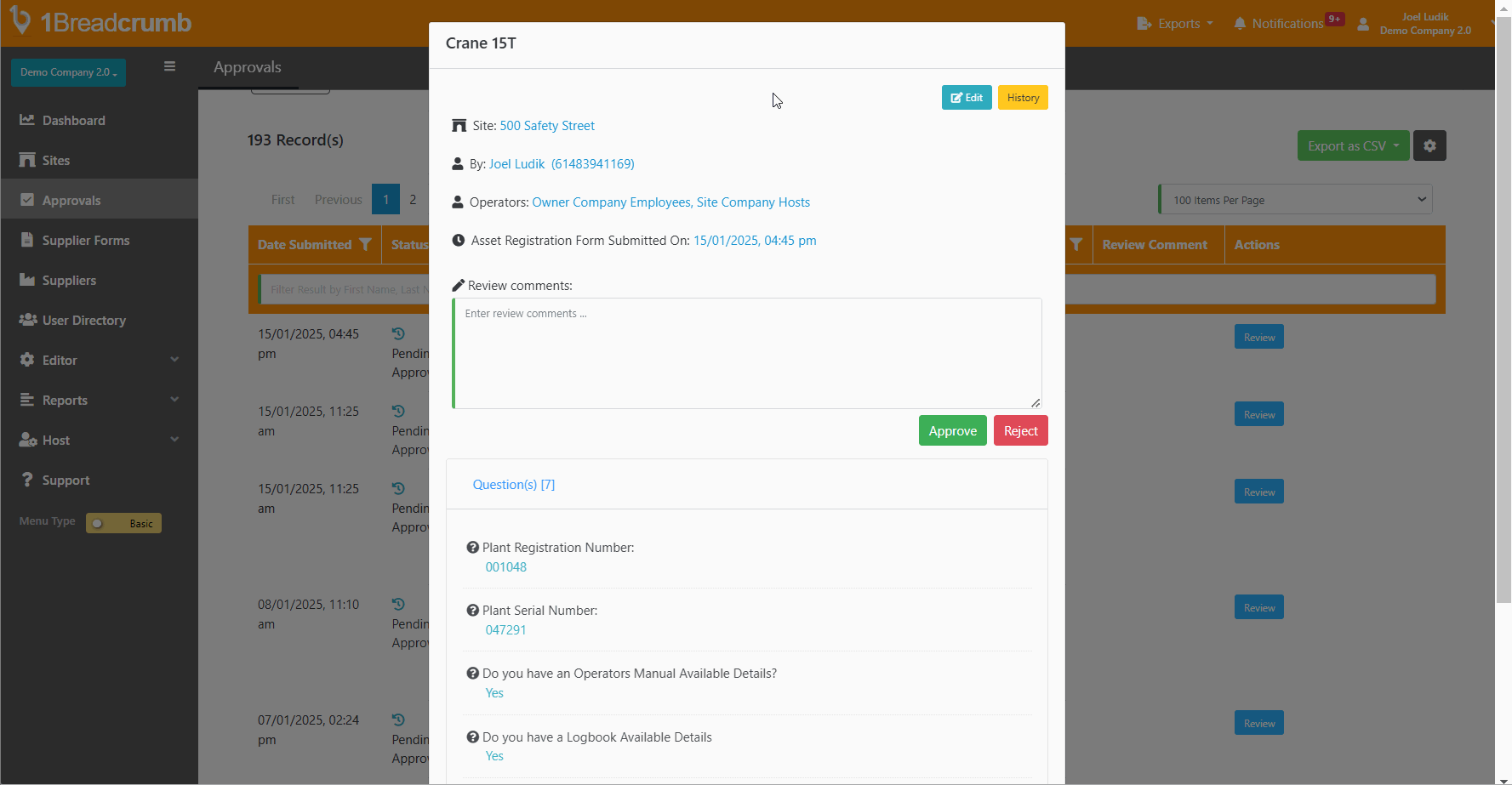 Review a Plant Induction