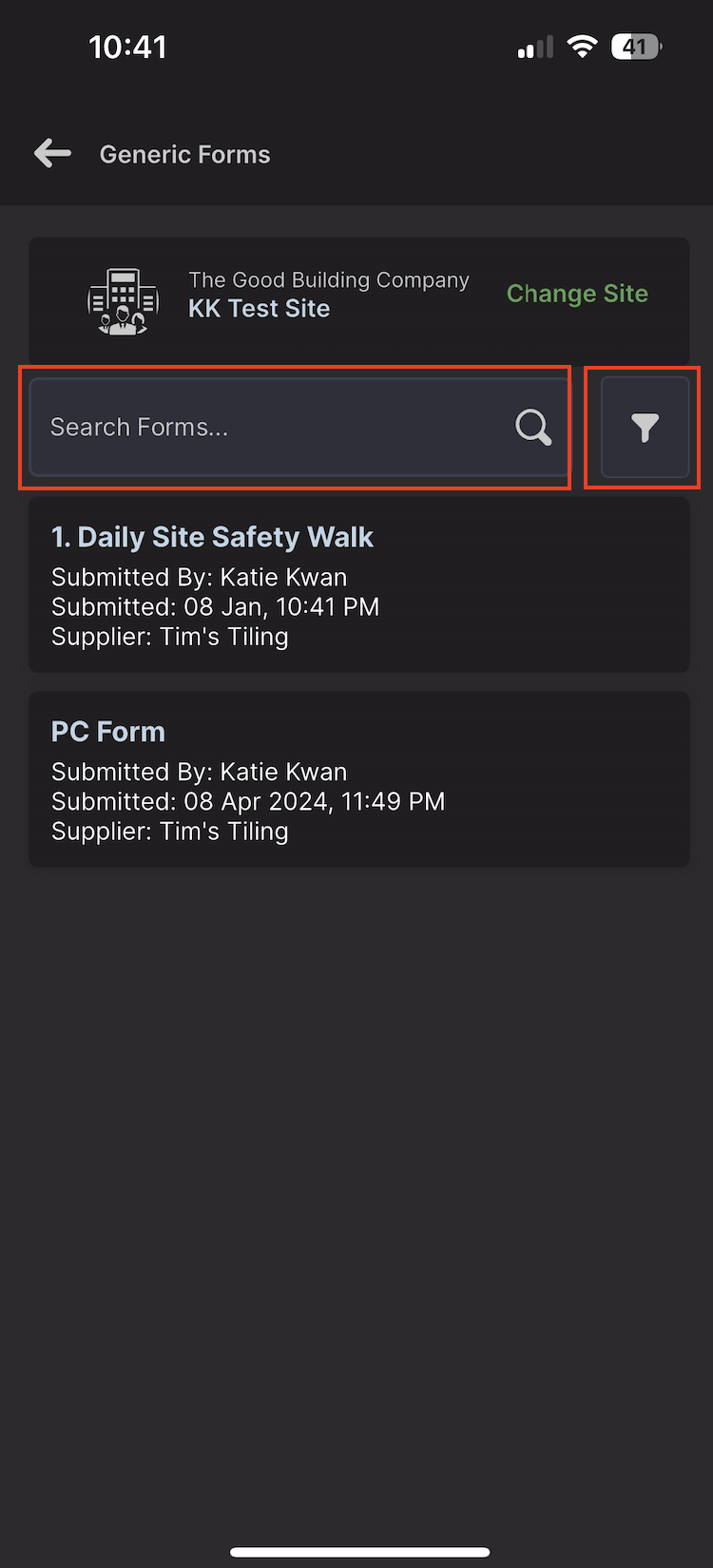 View Generic Forms Submitted by Workers