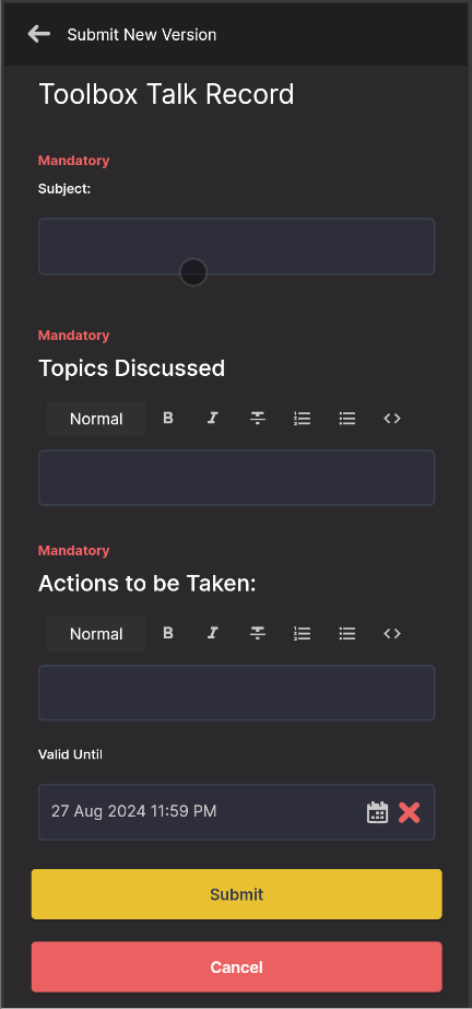 Submit a Site Briefing