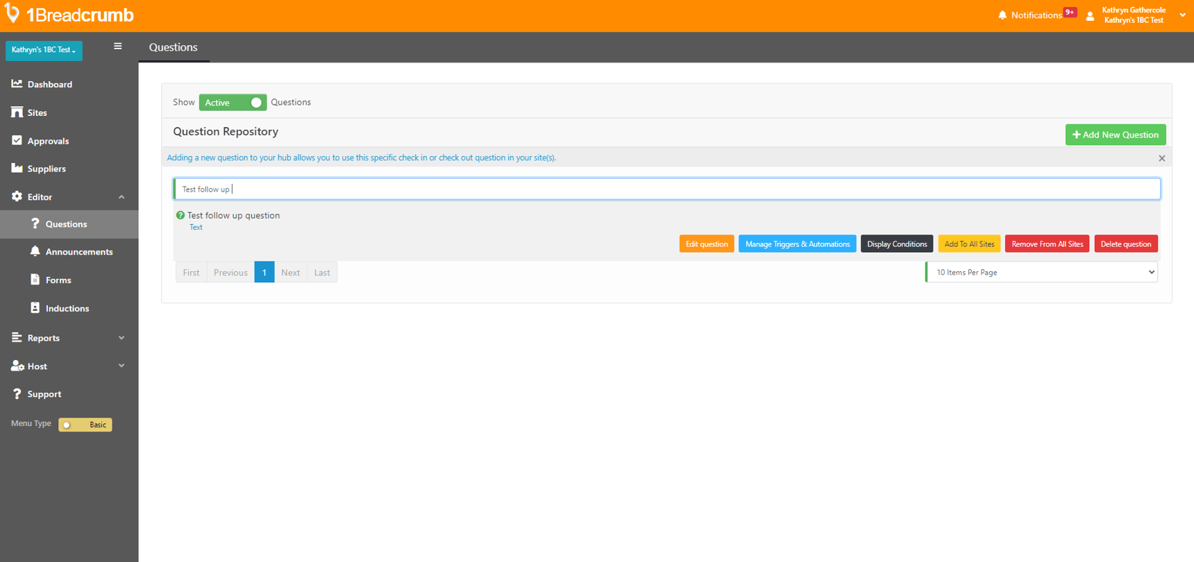 Setting Up Question Display Conditions