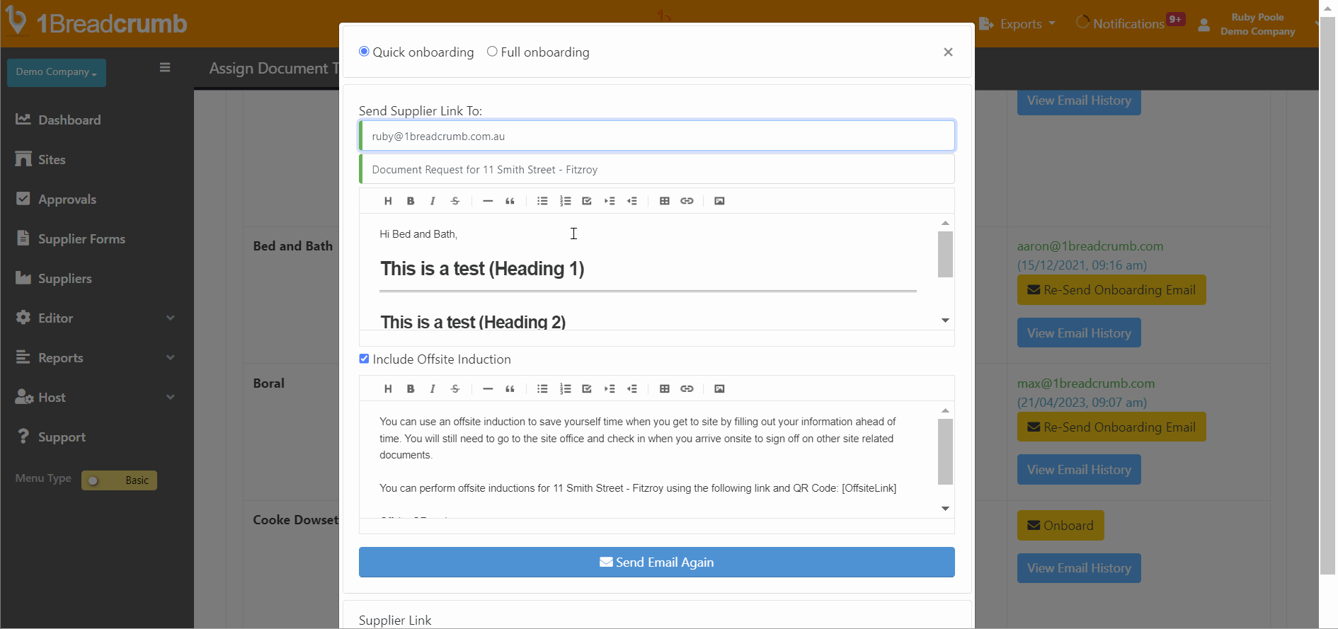 Send a Quick Onboarding Invitation to Suppliers