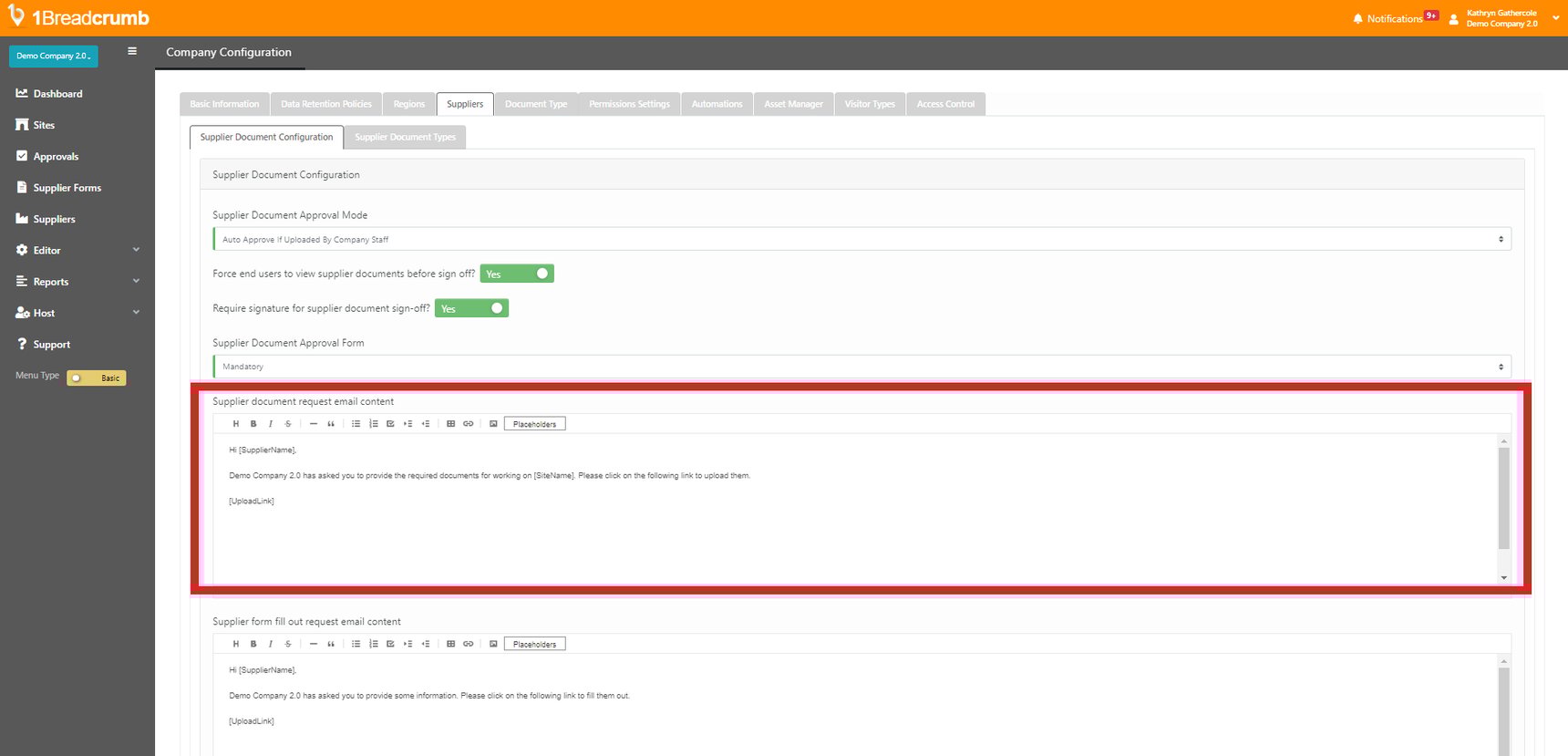 Update the Default Onboarding Invitation Email