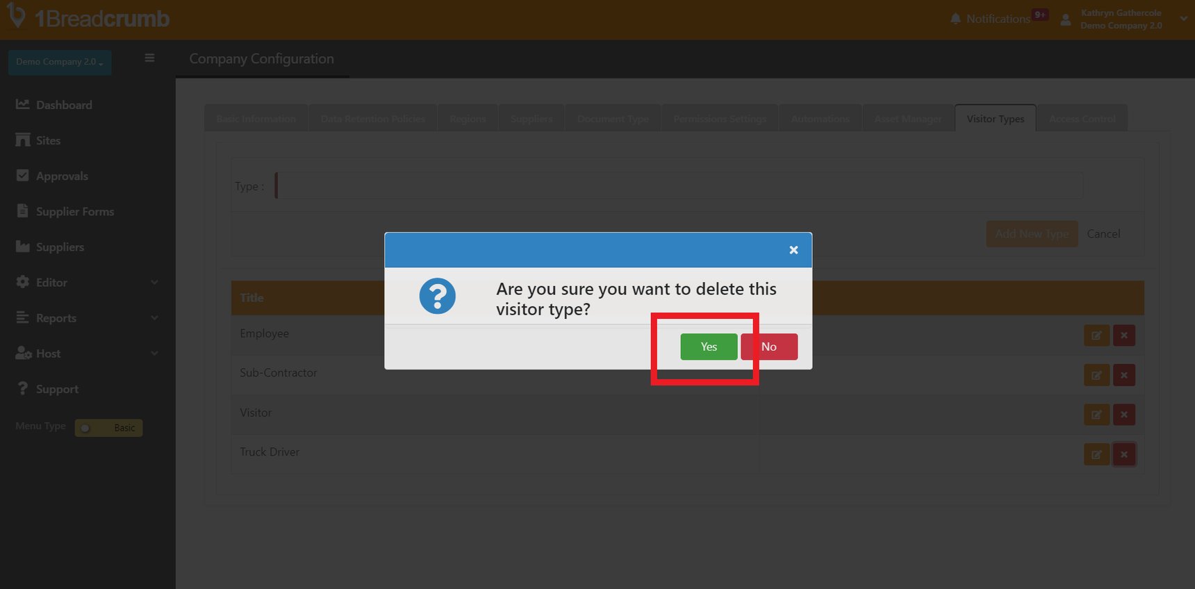Create & Manage Visitor Types